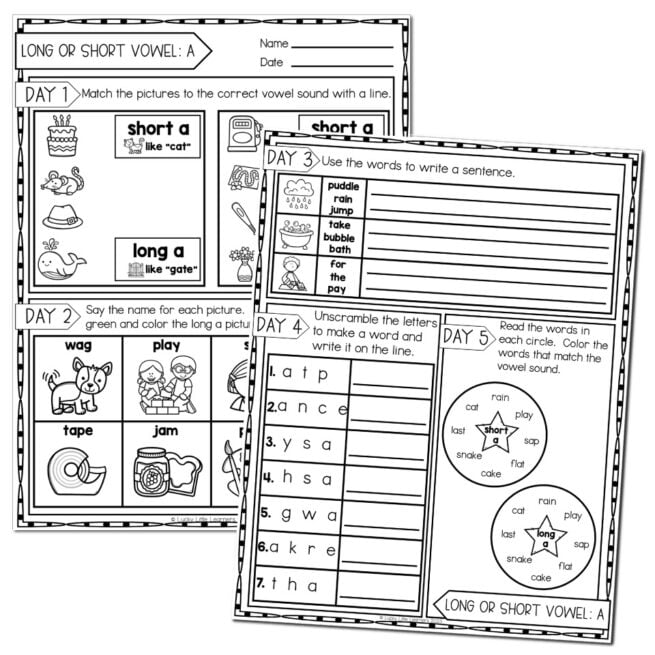 2nd Grade Phonics Worksheets - Long or Short Vowel A - Lucky Little ...