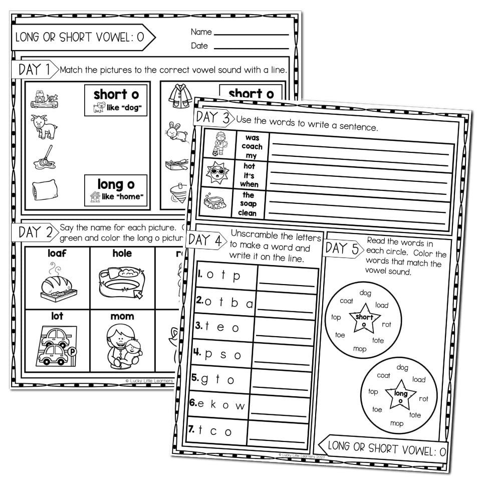 2nd Grade Phonics Worksheets - Long or Short Vowel O - Lucky Little ...