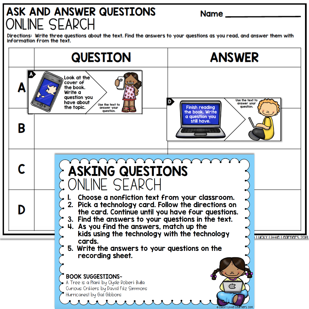 2nd Grade Reading Center - Asking Questions Nonfiction - Lucky Little ...