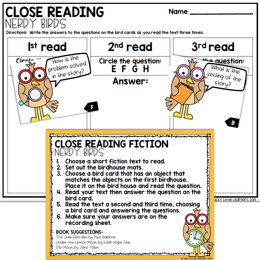 2nd Grade Reading Center - Close Reading Fiction - Lucky Little Learners