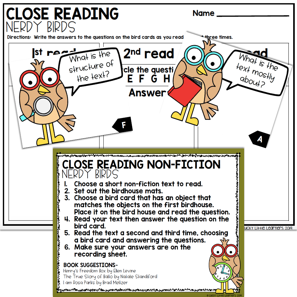 2nd Grade Reading Center - Close Reading Nonfiction - Lucky Little Learners
