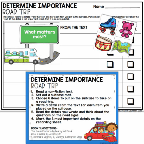2nd Grade Reading Center - Determine Importance - Lucky Little Learners