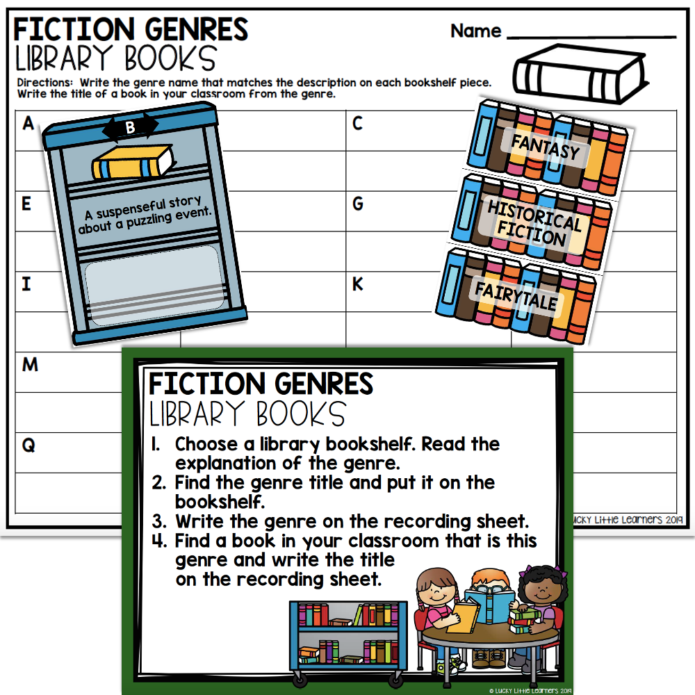 2nd Grade Reading Center - Fiction Genres - Lucky Little Learners