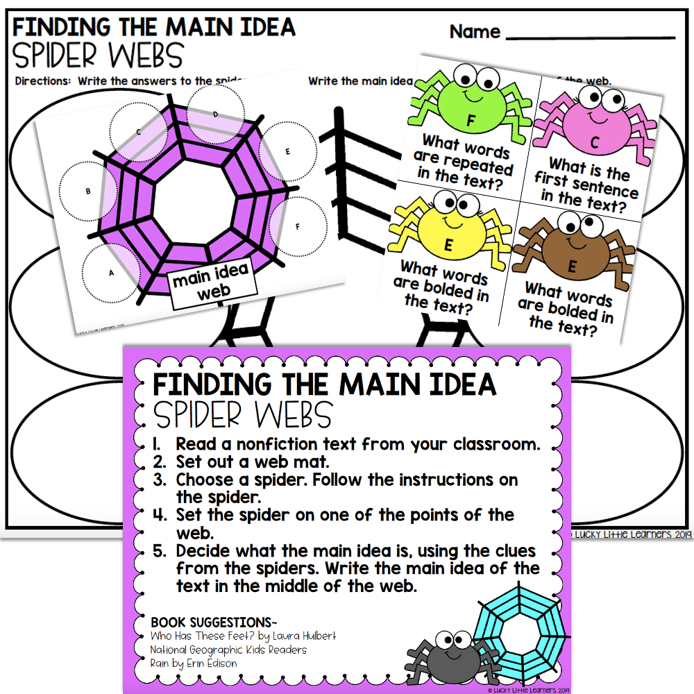 2nd Grade Reading Center - Finding the Main Idea - Lucky Little Learners