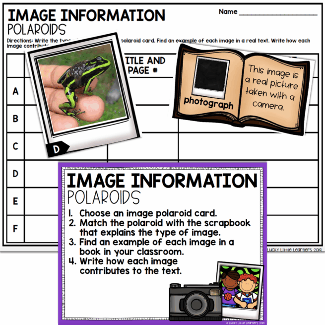2nd Grade Reading Center - Information from Images - Lucky Little Learners
