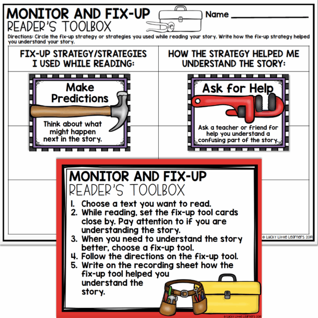 2nd Grade Reading Center - Monitor and Fix-Up Strategies - Lucky Little ...