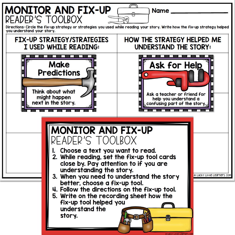 2nd Grade Reading Center - Monitor and Fix-Up Strategies - Lucky Little ...