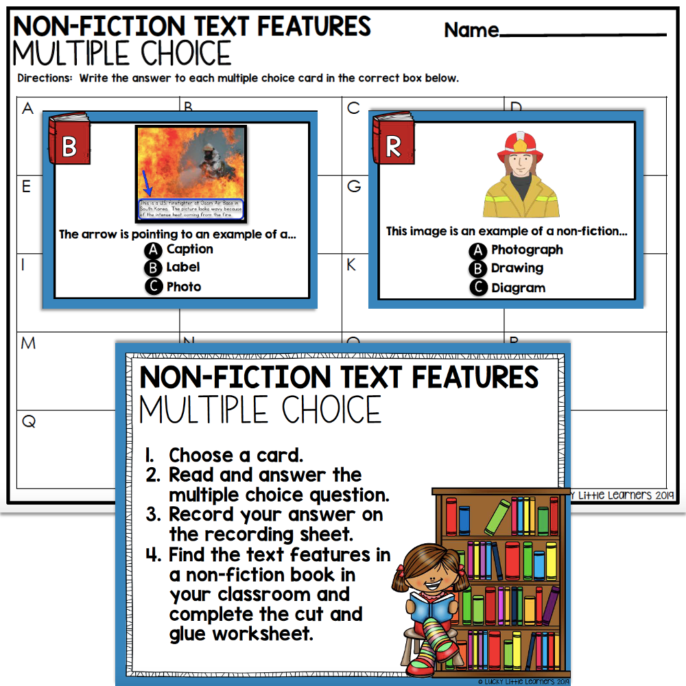 2nd Grade Reading Center - Nonfiction Text Features - Lucky Little Learners