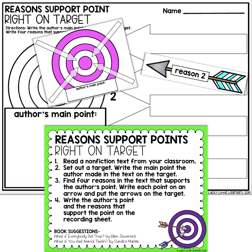 2nd Grade Reading Center - Reasons Support Points - Lucky Little Learners