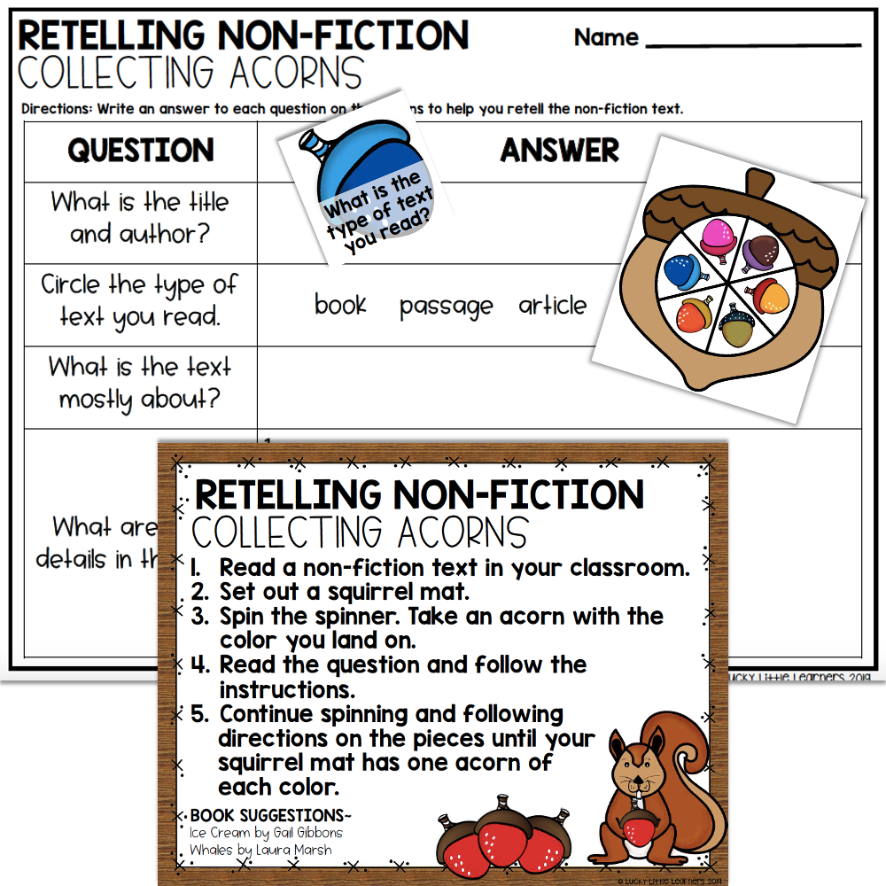 2nd Grade Reading Center - Retelling Nonfiction - Lucky Little Learners