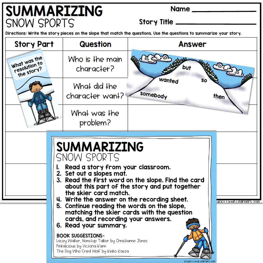 2nd Grade Reading Center - Summarizing - Lucky Little Learners