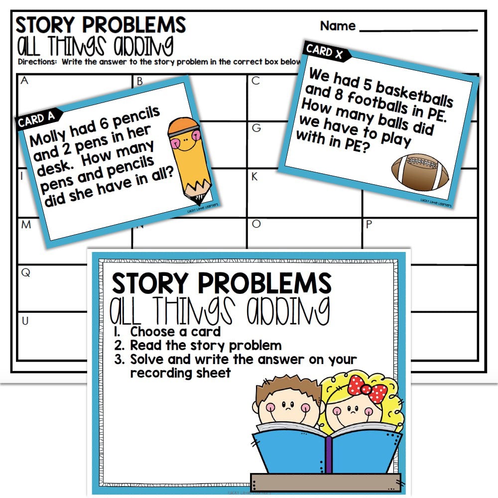 2nd Grade September Math Center - Addition Story Problems - Lucky ...