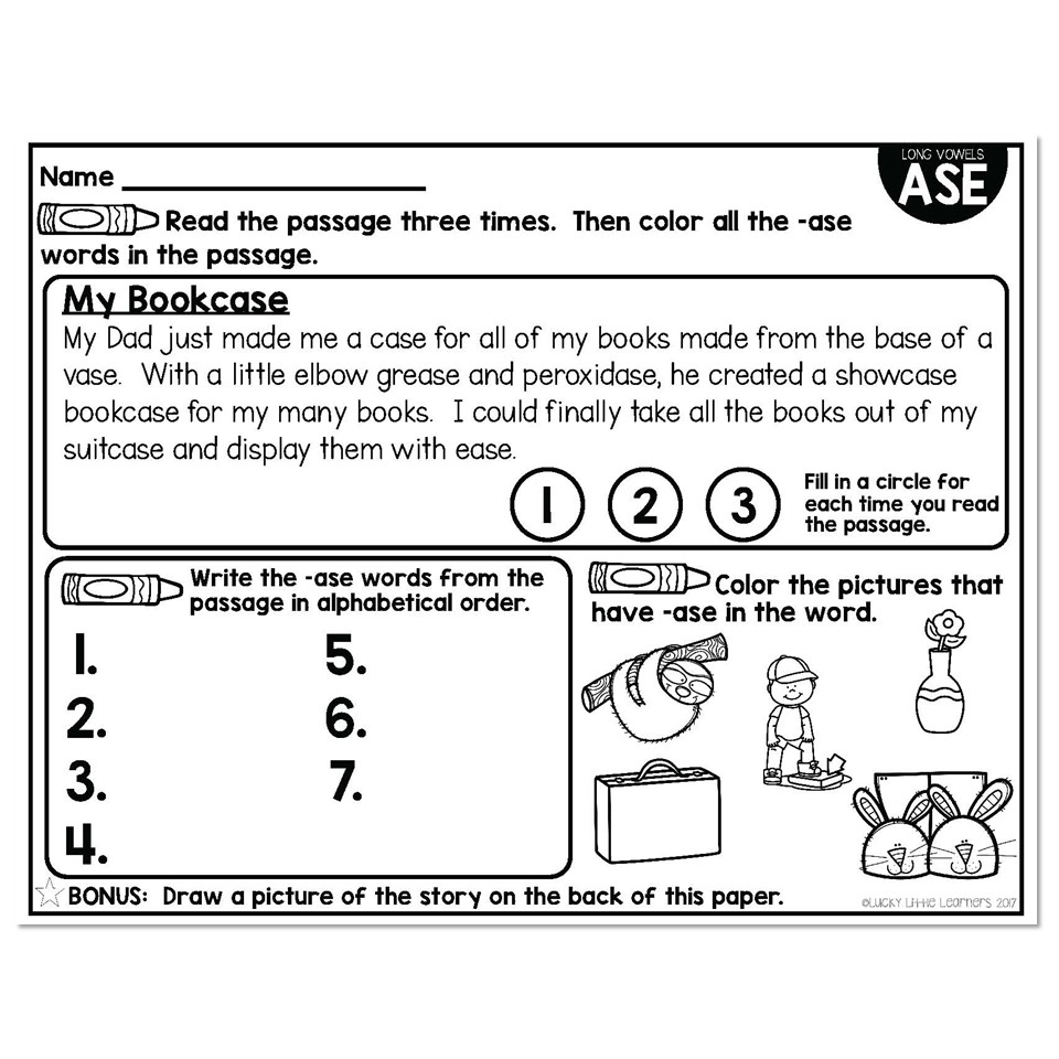ASE - Long Vowels Phonics Mats 2nd Grade - Lucky Little Learners