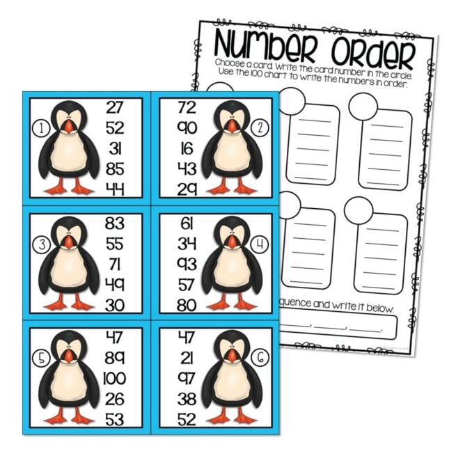 Arctic Animals - Math Centers - Number Order - Lucky Little Learners