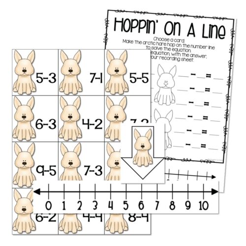 Arctic Animals - Math Centers - Subtraction - Number Line Hop - Lucky ...