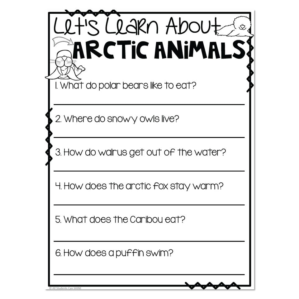 Arctic Animals Unit - Arctic Animals Comprehension Questions - Lucky ...