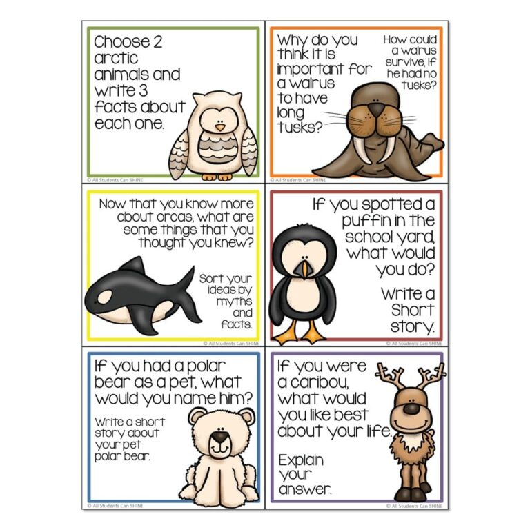 Arctic Animals Unit - Arctic Animals Task Cards - Lucky Little Learners