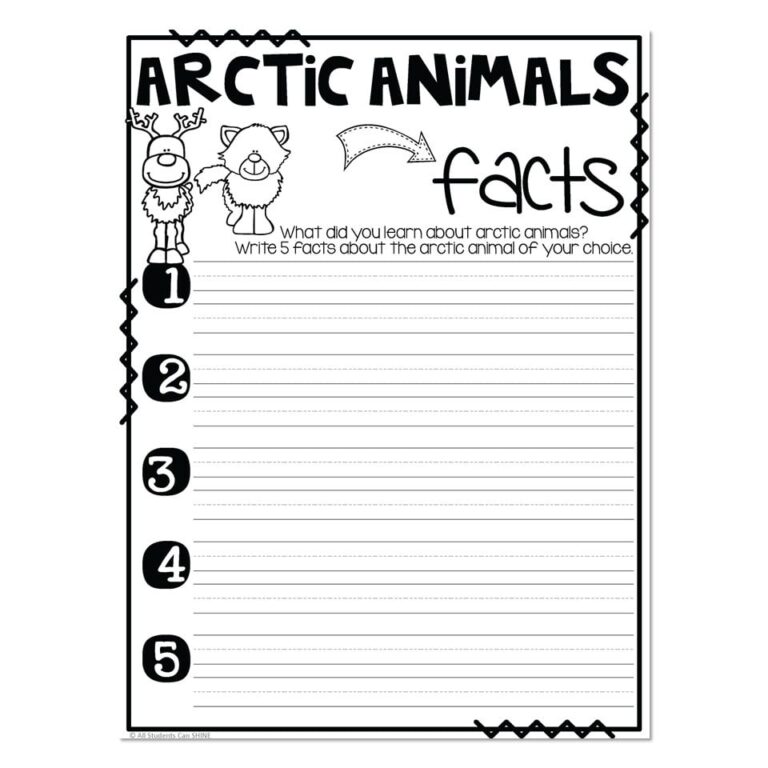 Arctic Animals Unit - Facts Writing Page - Lucky Little Learners