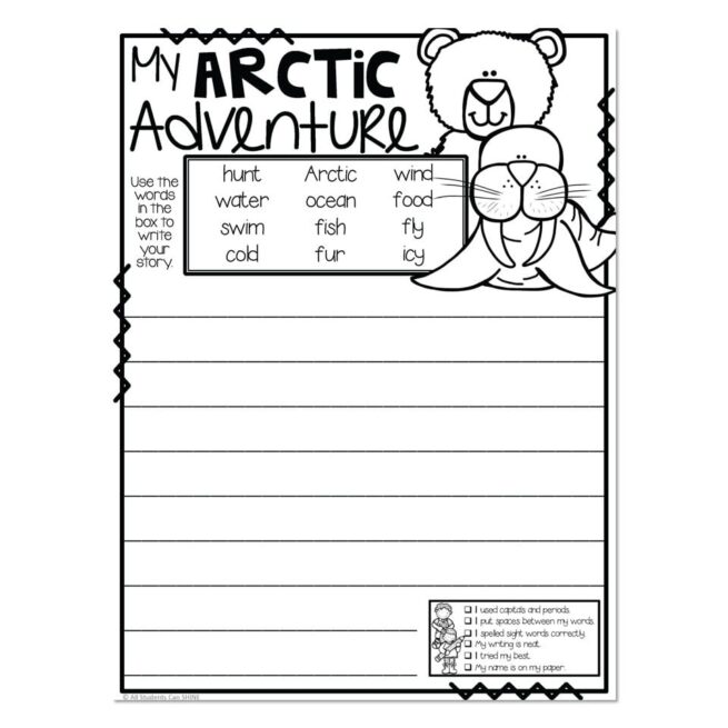 Arctic Animals Unit - Writing with Word Bank - My Arctic Adventure ...