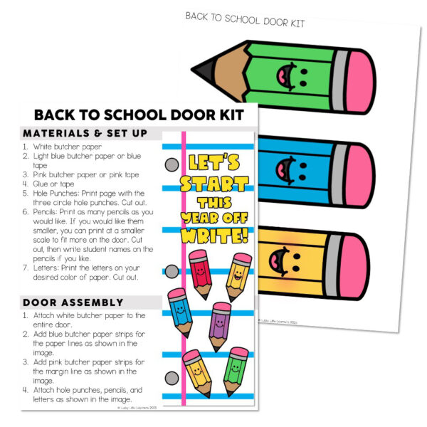 Back to School Door Kit - Let's Start the Year Off Write - Lucky Little ...