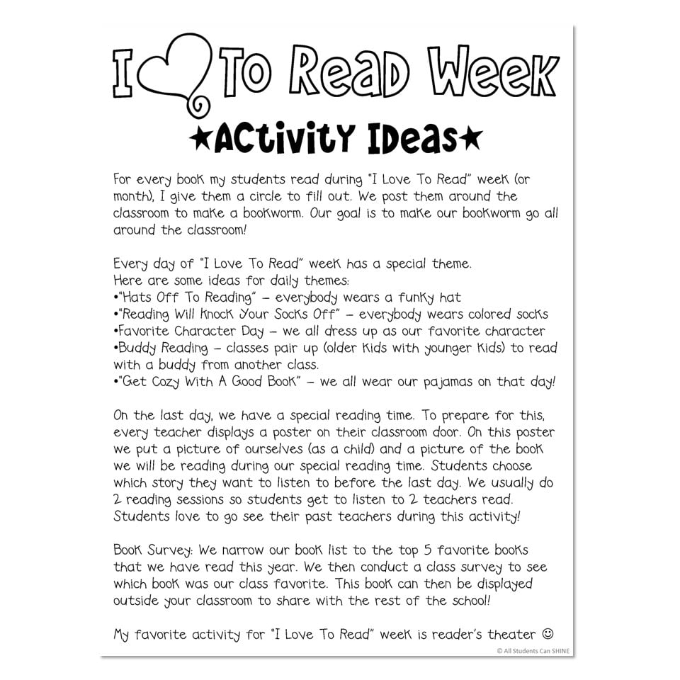 Bookworm Craftivity - I Love to Read Week - Activity Ideas - Lucky ...