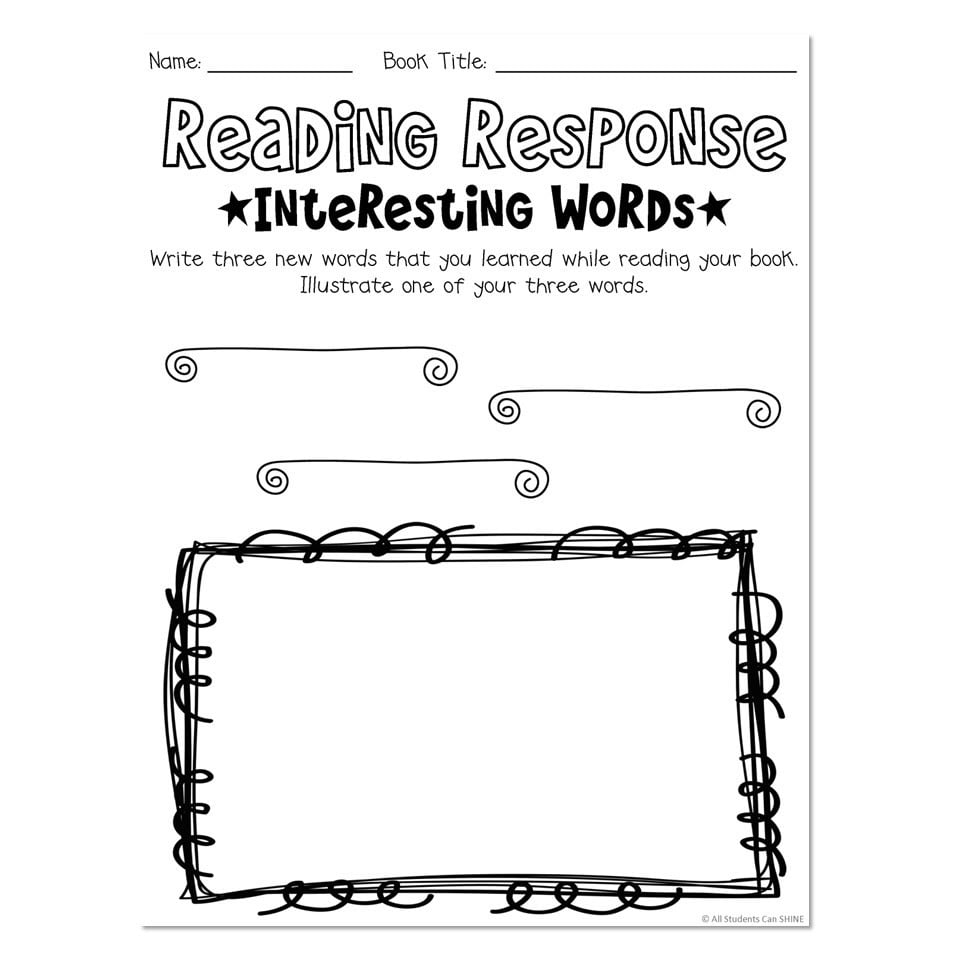 Bookworm Craftivity - Reading Response - Interesting Words - Lucky ...