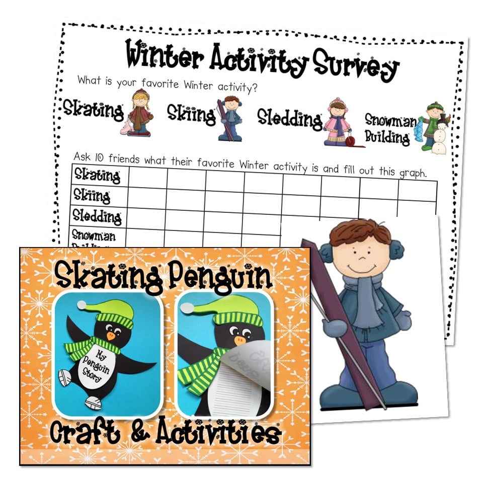Craftivities - Winter - Skating Penguin - Class Survey - Lucky Little ...