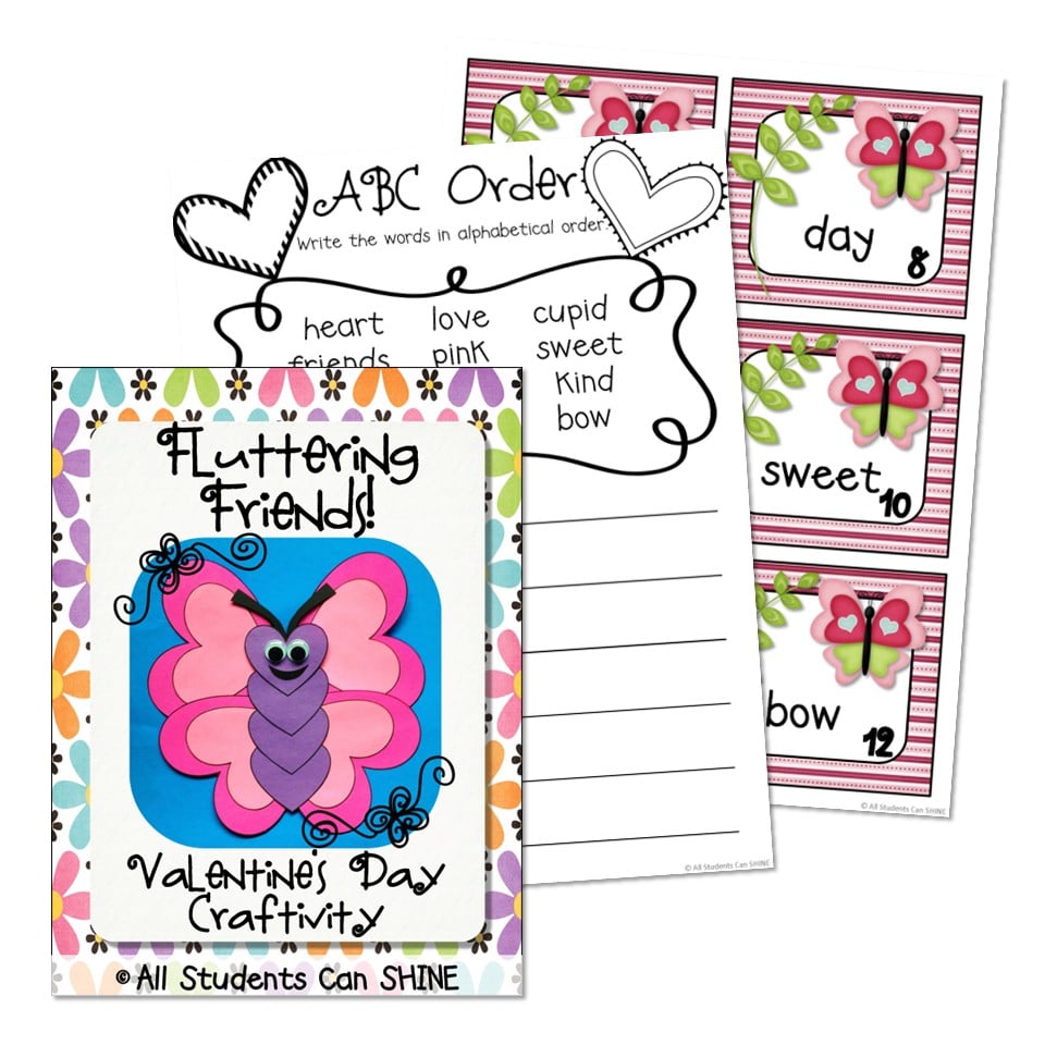 Craftivities - Valentine's Day - Fluttering Friends - ABC Order - Lucky ...