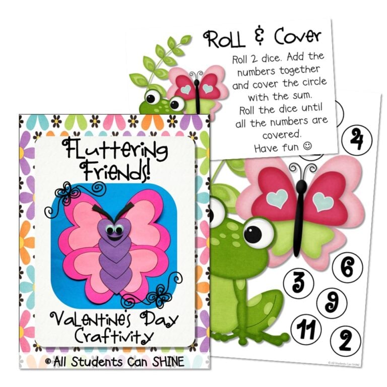 Craftivities - Valentine's Day - Fluttering Friends - Addition - Roll ...