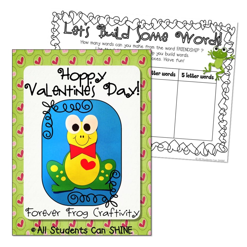 Craftivities - Valentine's Day - Forever Frog - Building Words - Lucky ...