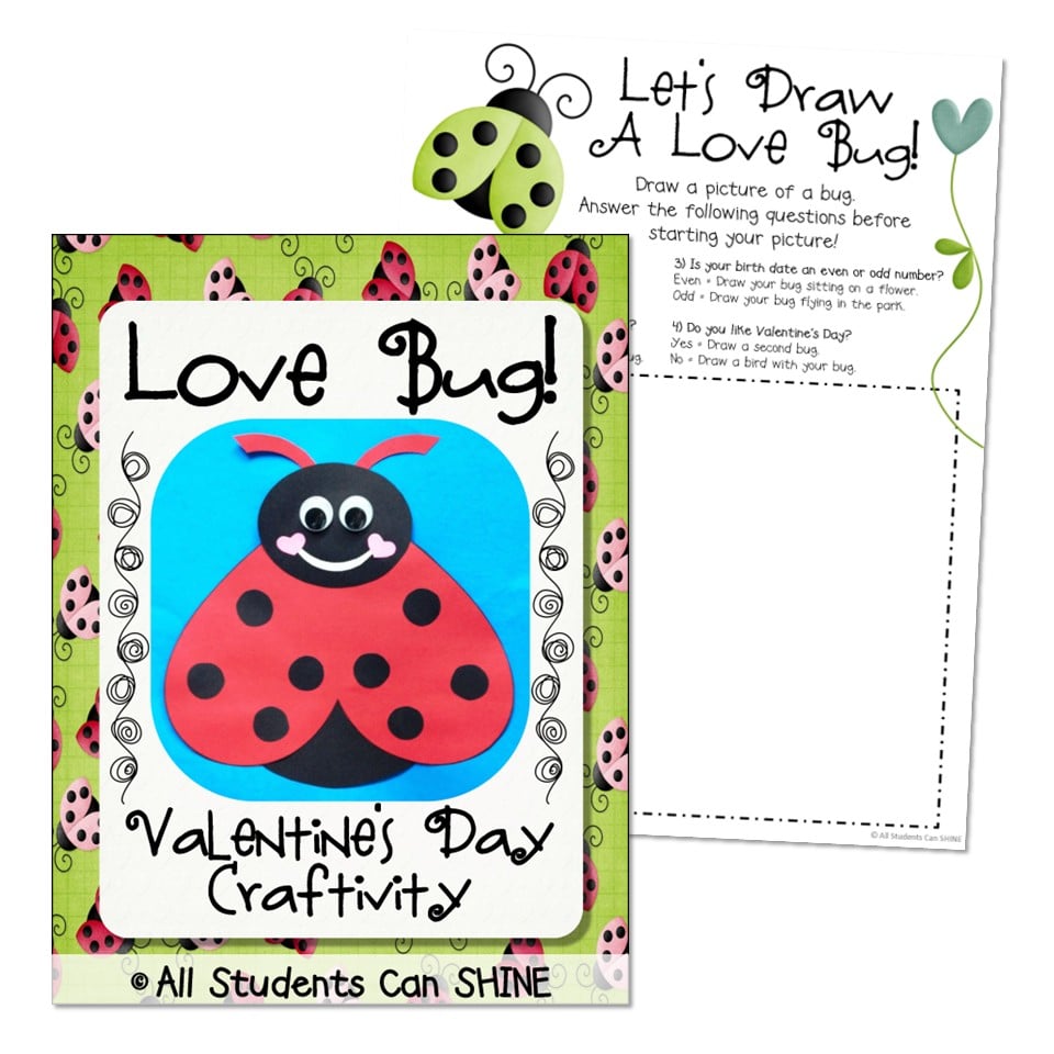 Craftivities - Valentine's Day - Love Bug - Draw a Love Bug - Lucky ...
