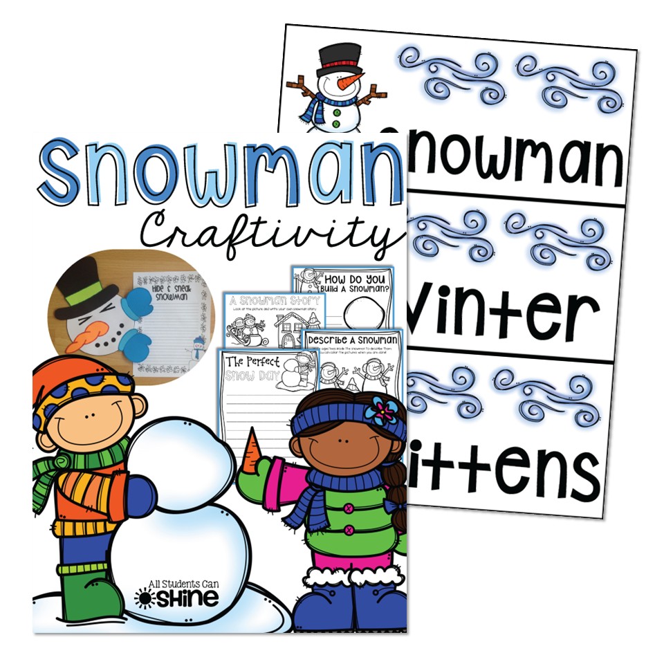 Craftivities - Winter - Snowman - Word Wall - Lucky Little Learners