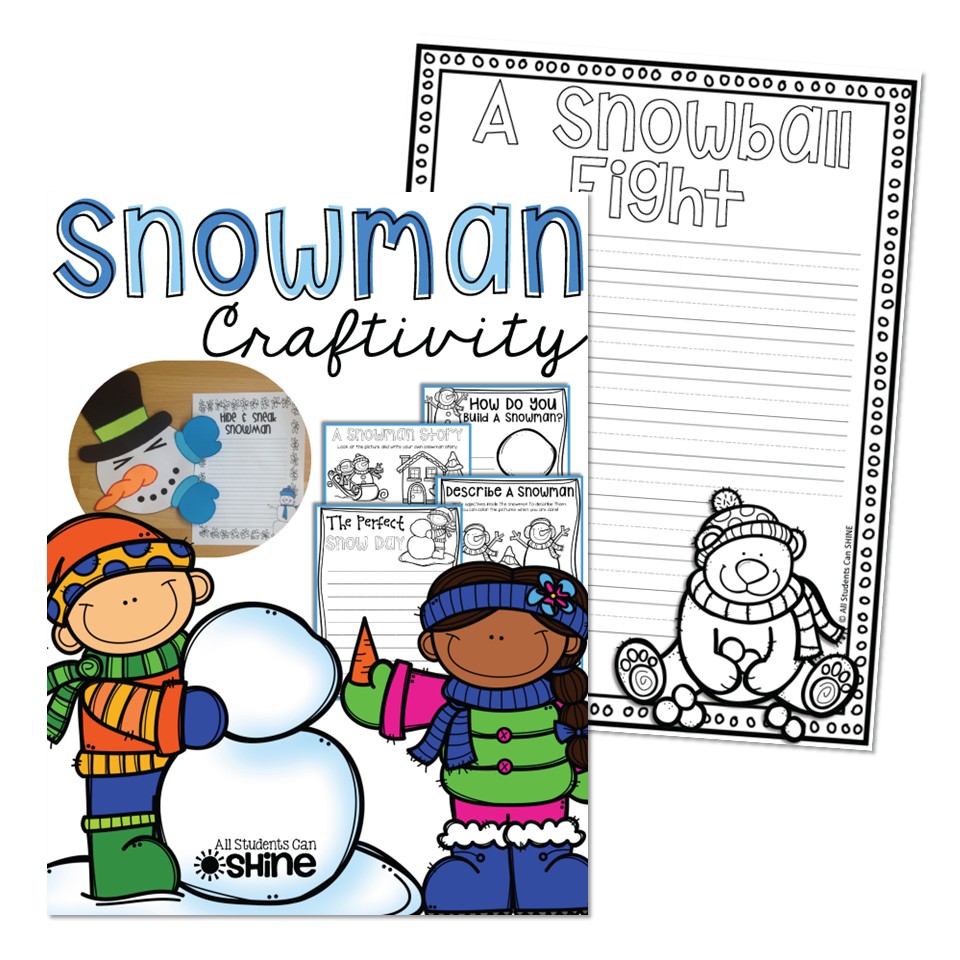 Craftivities - Winter - Snowman - Writing Prompt - A Snowball Fight ...