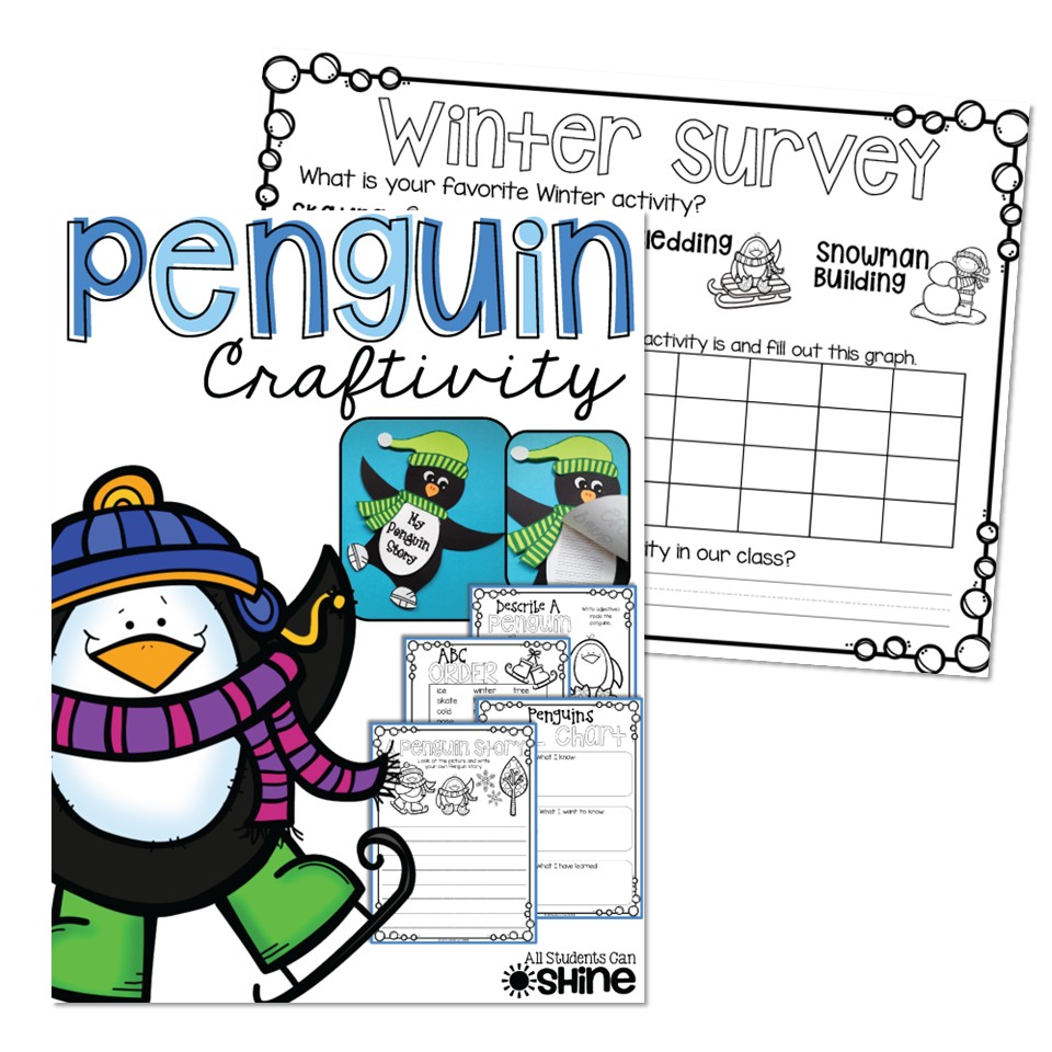 Craftivities - Winter - Penguin - Class Survey - Lucky Little Learners