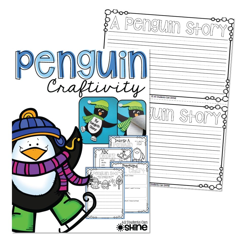 Craftivities - Winter - Penguin - Writing Prompt - A Penguin Story Half ...