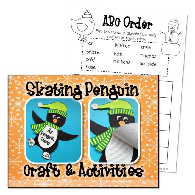 Craftivities - Winter - Skating Penguin - ABC Order - Lucky Little Learners