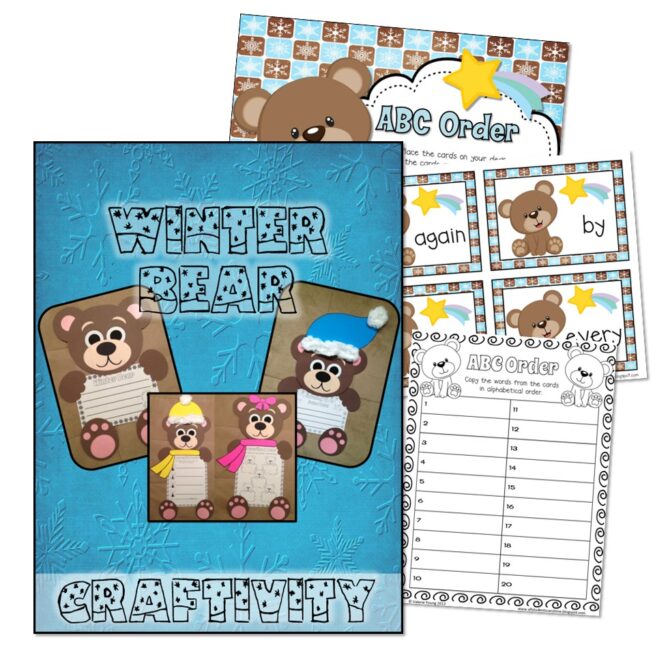 Craftivities - Winter - Winter Bear - ABC Order - Lucky Little Learners