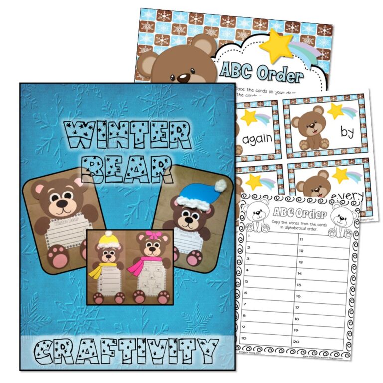 Craftivities - Winter - Winter Bear - ABC Order - Lucky Little Learners