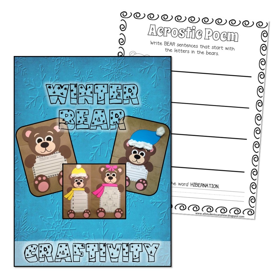 Craftivities - Winter - Winter Bear - Acrostic Poem - Lucky Little Learners