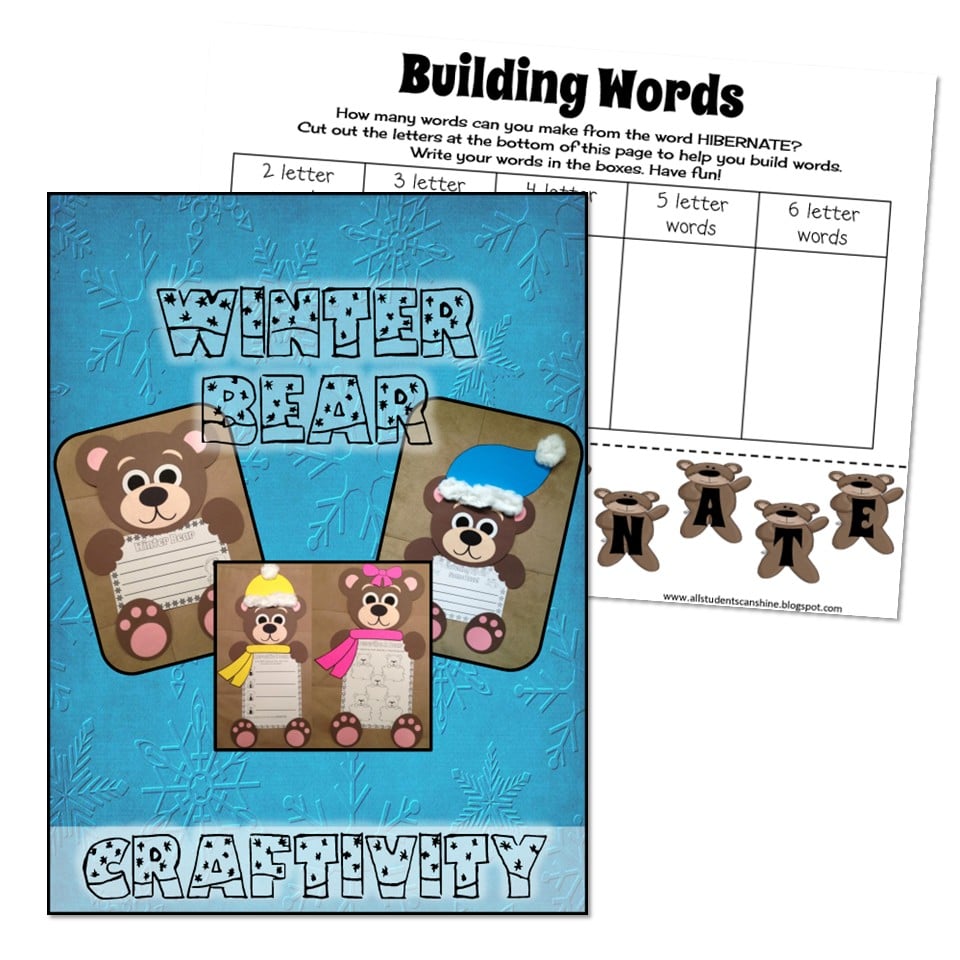 Craftivities - Winter - Winter Bear - Building Words - Lucky Little ...