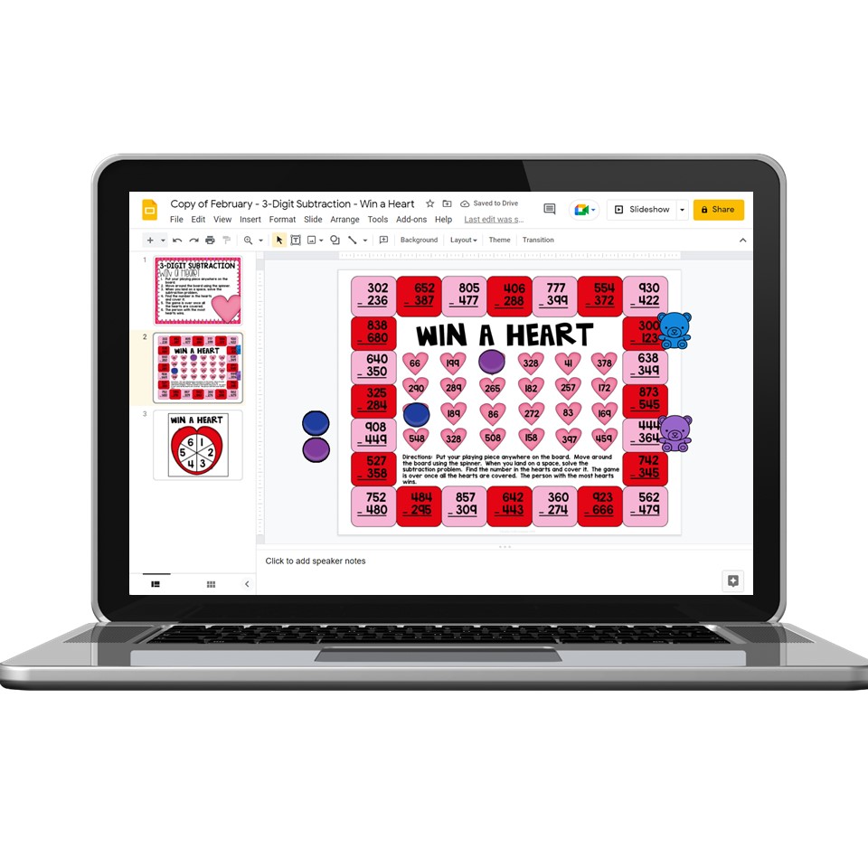 Digital - 2nd Grade February Math Center - 3 Digit Subtraction - Lucky ...