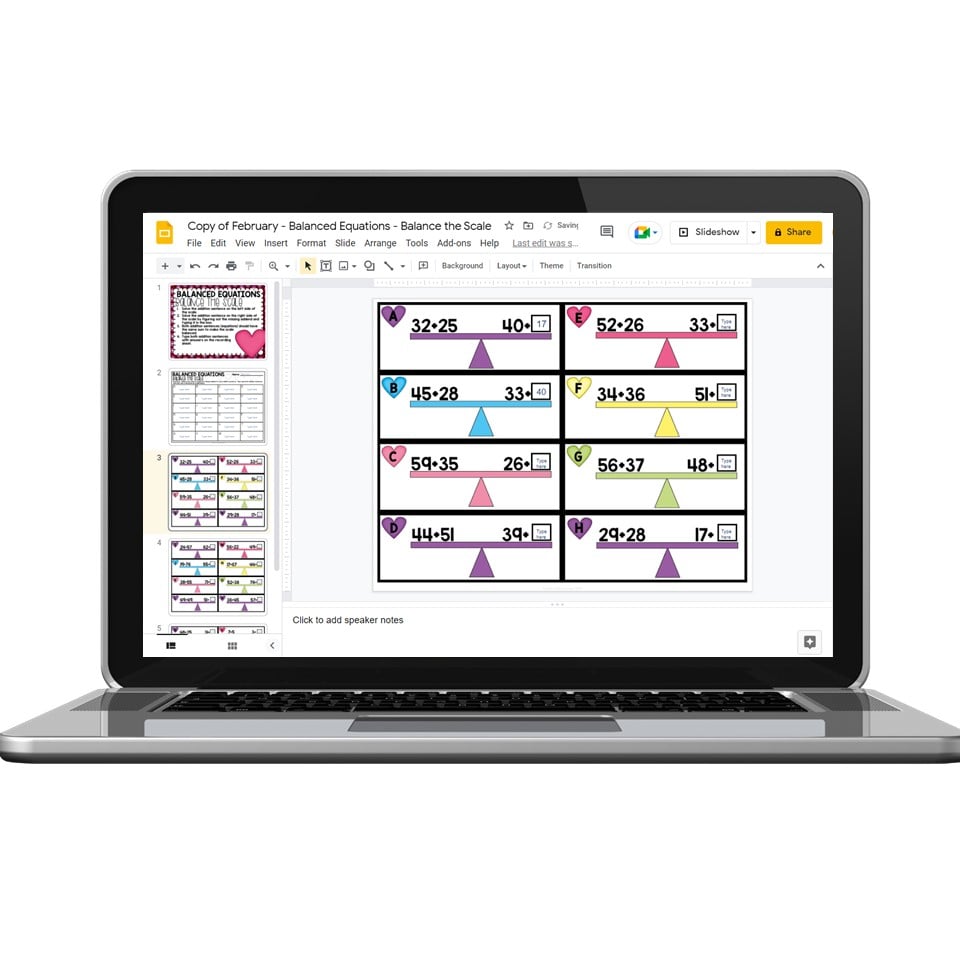 Digital - 2nd Grade February Math Center - Balanced Equations - Lucky ...