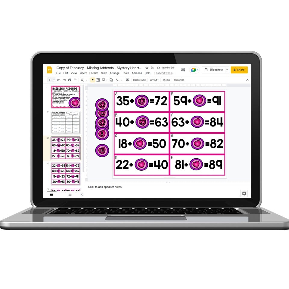 Digital - 2nd Grade February Math Center - Missing Addends - Lucky ...