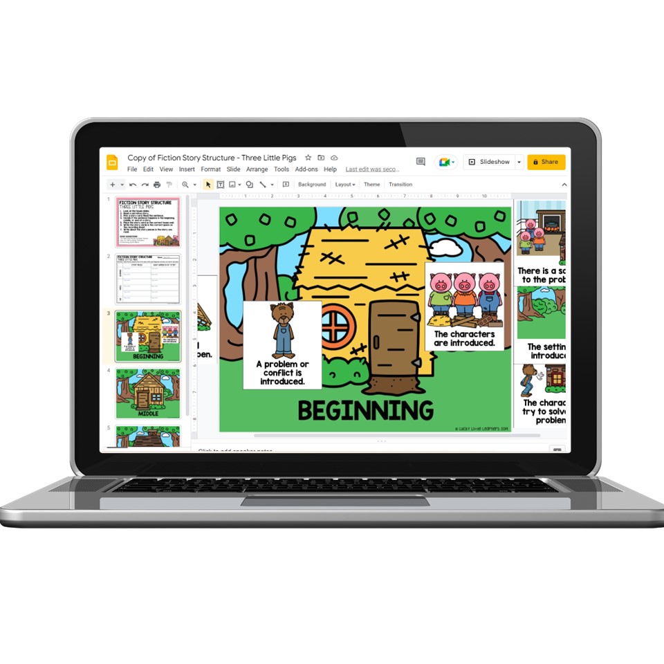 Digital - 2nd Grade Reading Center - Fiction Story Structure - Lucky ...