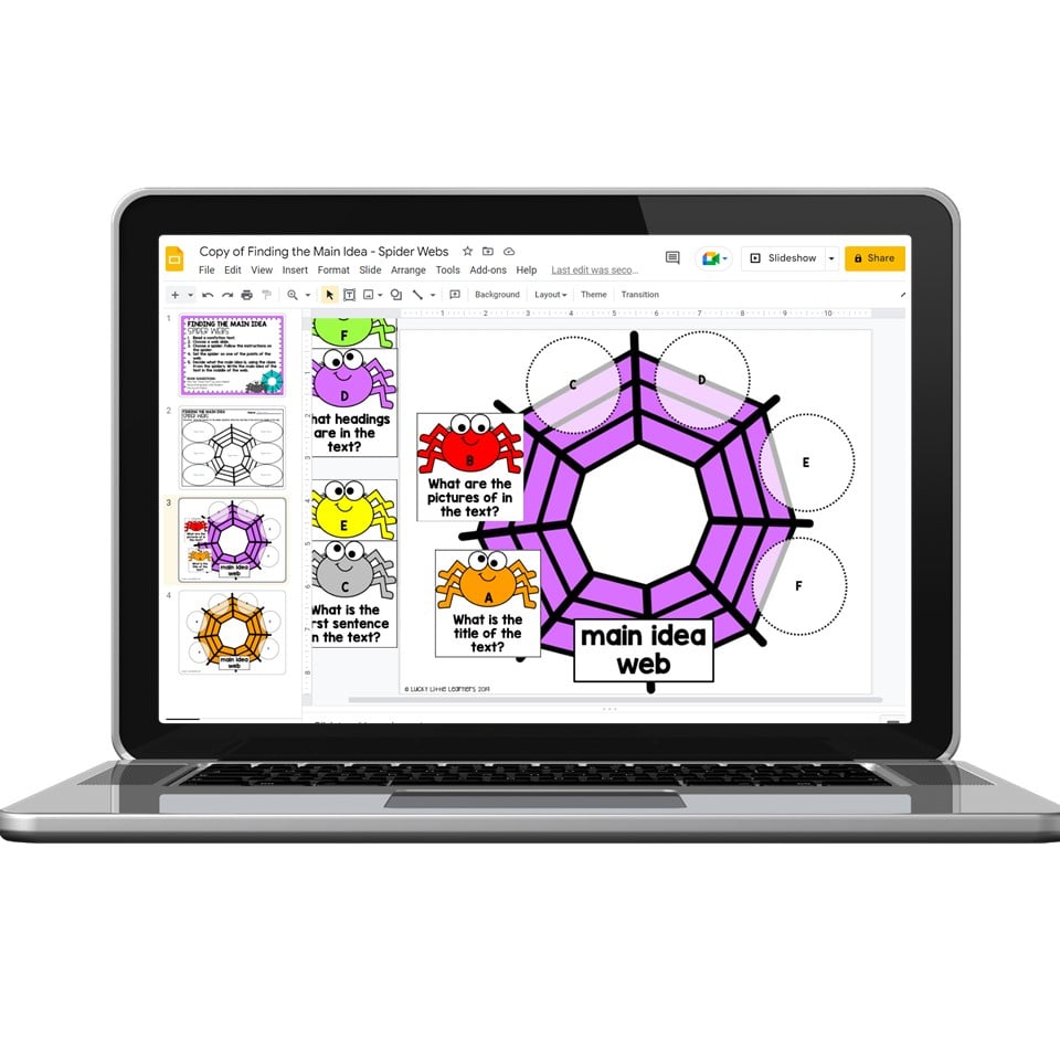 Digital - 2nd Grade Reading Center - Finding the Main Idea - Lucky ...