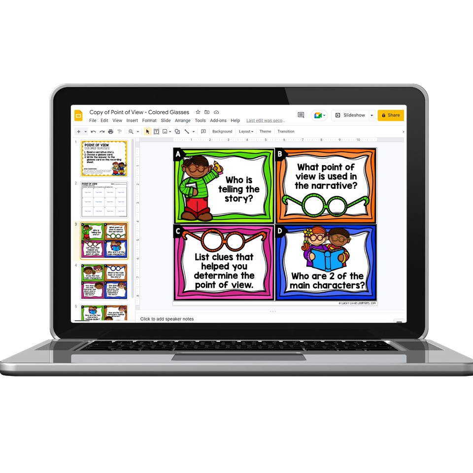 Digital - 2nd Grade Reading Center - Point of View - Lucky Little Learners