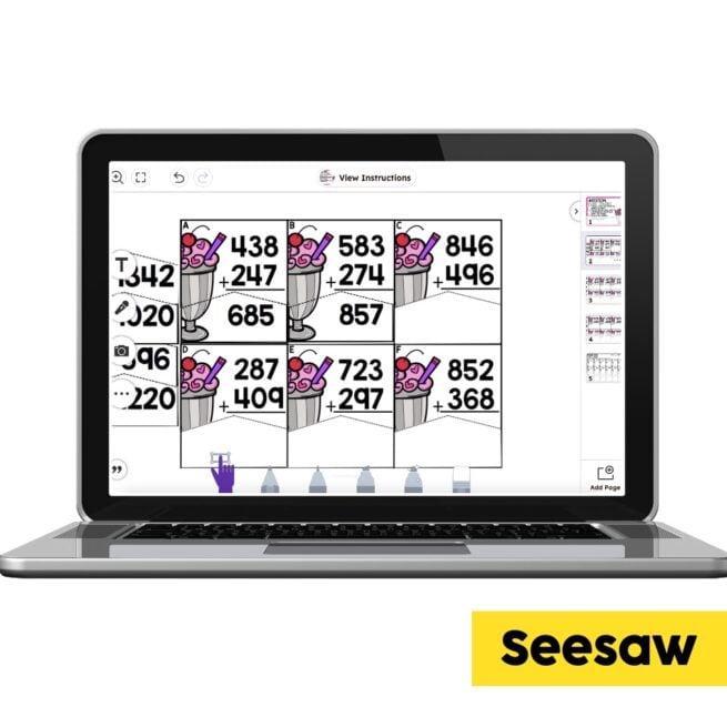 Digital Seesaw - 2nd Grade February Math Center - 3 Digit Addition ...