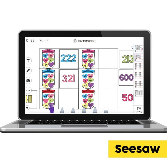 Digital Seesaw - 2nd Grade February Math Center - Place Value - Lucky ...