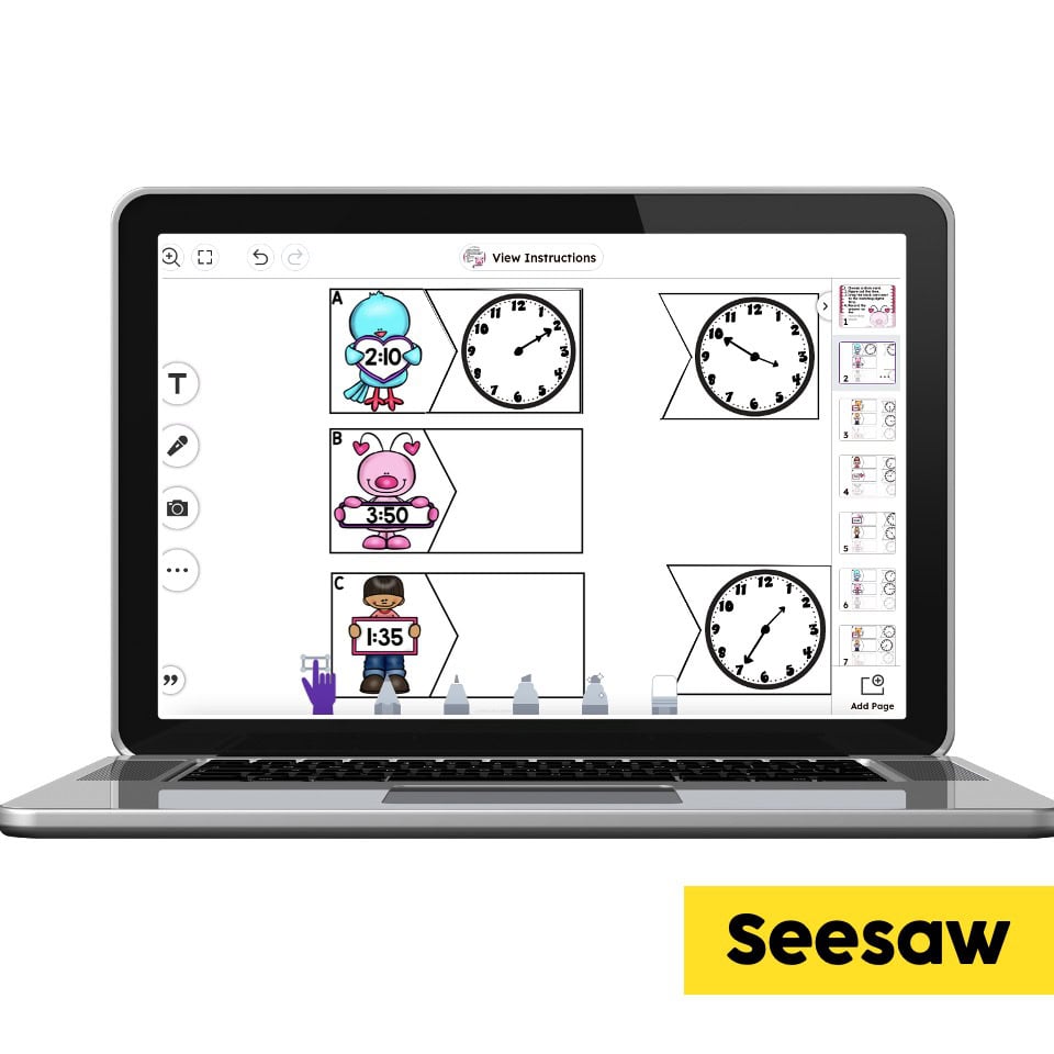 Digital Seesaw - 2nd Grade February Math Center - Telling Time - Lucky ...