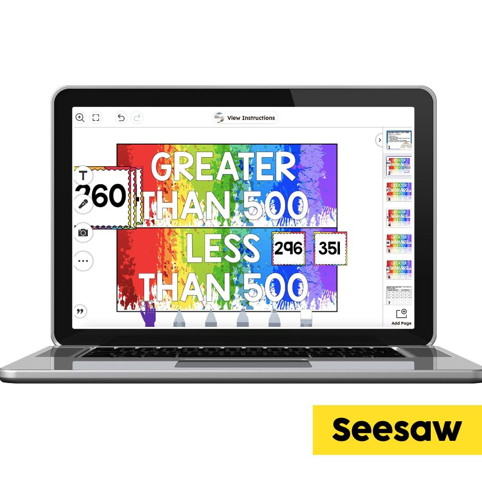 Digital Seesaw - 2nd Grade June Math Center - Greater and Less Than ...